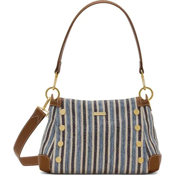 HAMMITT Medium Bryant Shoulder Bag With Stud Embellishments - Cabana Blue/brushed Gold