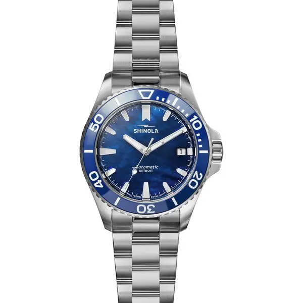 Shinola Monster Lake Huron Automatic Diver Watch - Lake Blue Mother Of Pearl