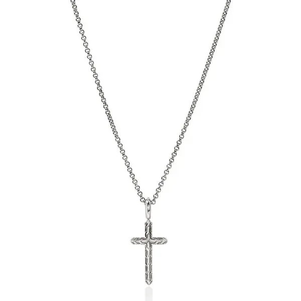 John Hardy Sterling Cross Pendant Necklace - Silver