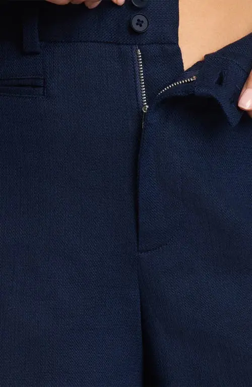 Spanx Textured Cotton Blend High-rise Shorts - Timeless Navy
