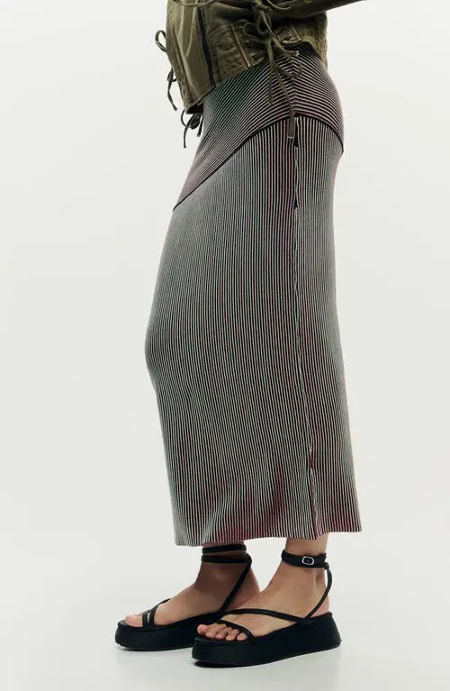 Desigual Stripe Maxi Skirt - Light Green