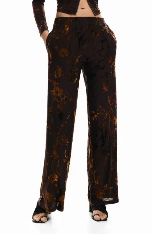 Desigual Burnout Floral Straight Leg Pants