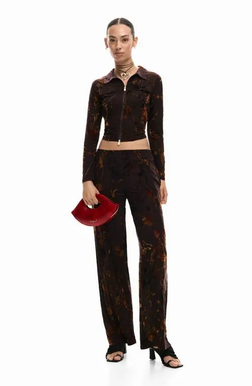 Desigual Burnout Floral Straight Leg Pants