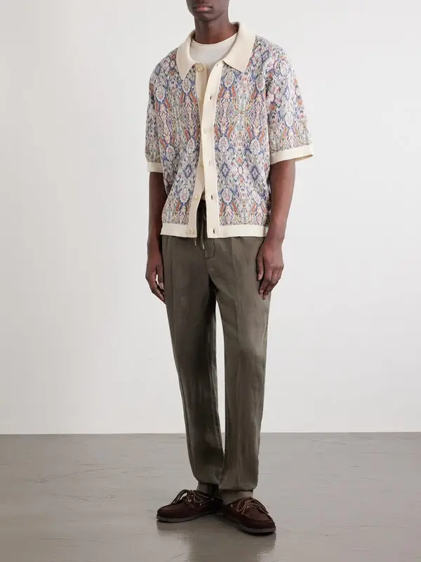 Nn07 Ryan Knitted Cotton And Linen-blend T-shirt