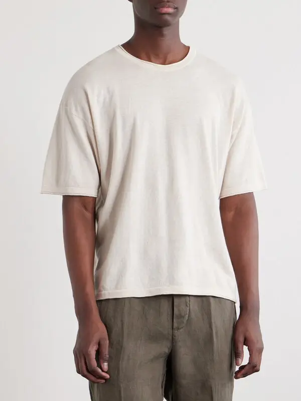 Nn07 Ryan Knitted Cotton And Linen-blend T-shirt
