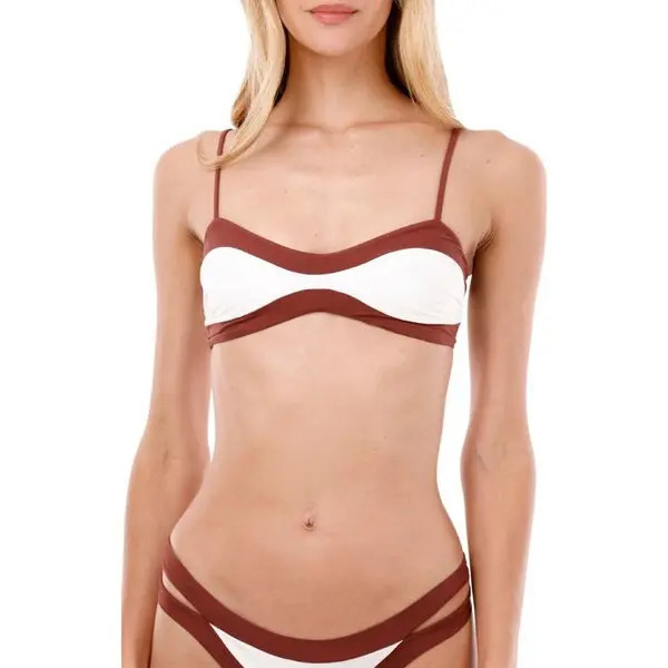 MALAI Barn Colorblock Bikini Top - Barn Red Color Blend