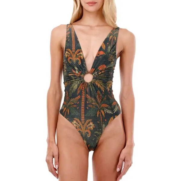 MALAI Misha Metallic O-ring One-piece Swimsuit - Jade Oasis