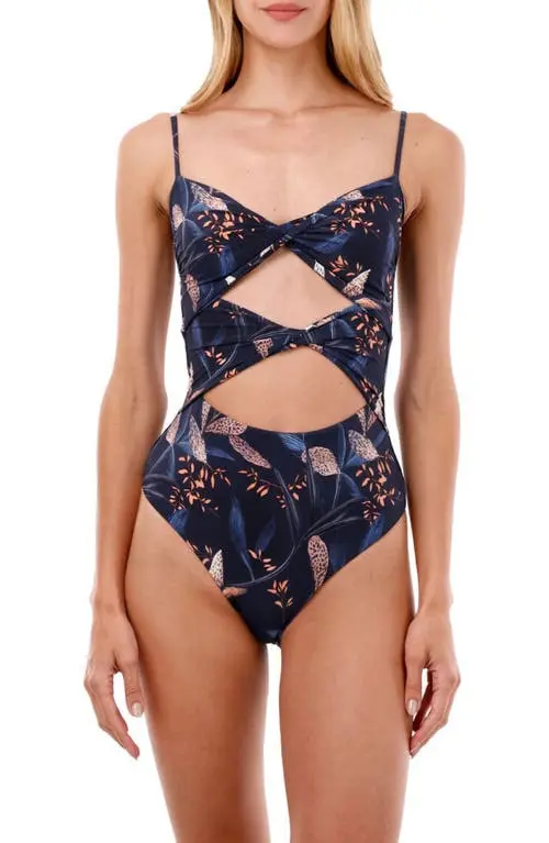 MALAI One-piece Swimsuit With Cutout Detail - Wild Folliage