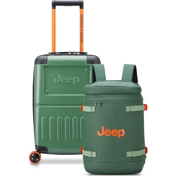 JEEP 19" Expandable Spinner Carry-on & Cylindrical Backpack Set - Green