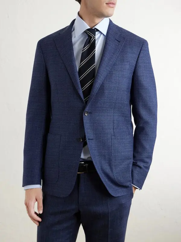 Canali Wool, Silk And Linen-blend Suit Jacket - Blue
