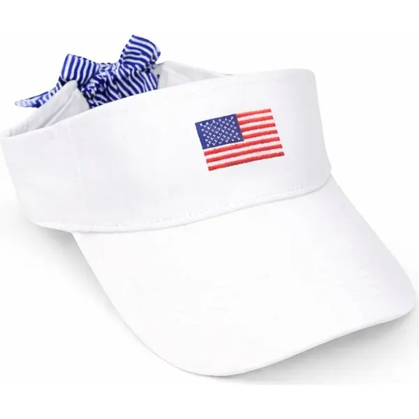 BITS & BOWS American Flag Bow Visor - White