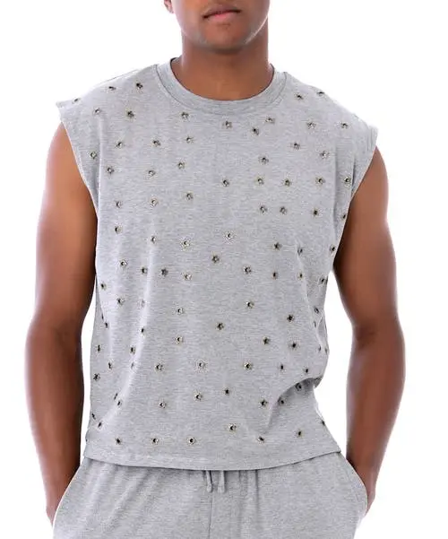DAI MODA Mays Sleeveless Crewneck T-shirt With Star Grommets