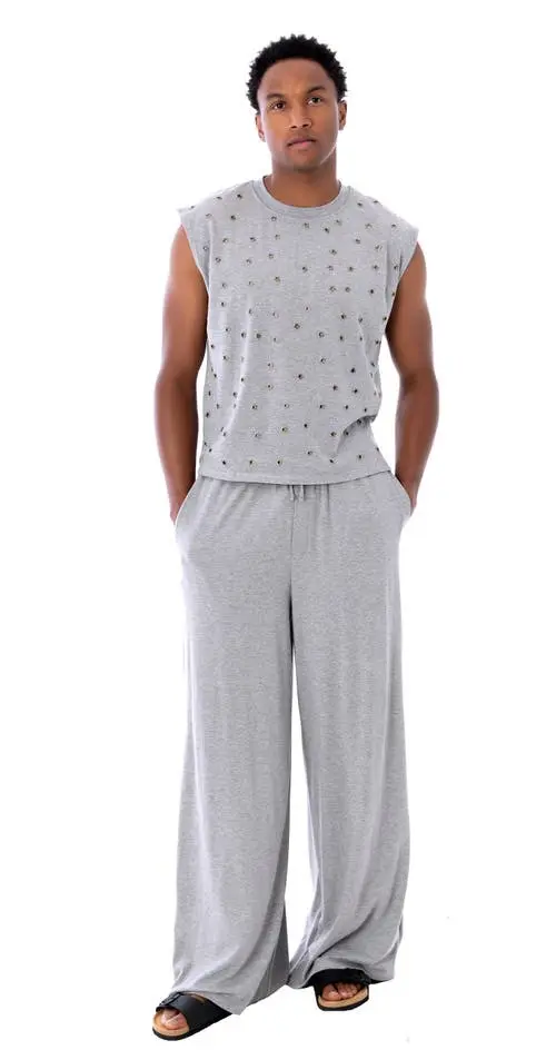 DAI MODA Mays Sleeveless Crewneck T-shirt With Star Grommets
