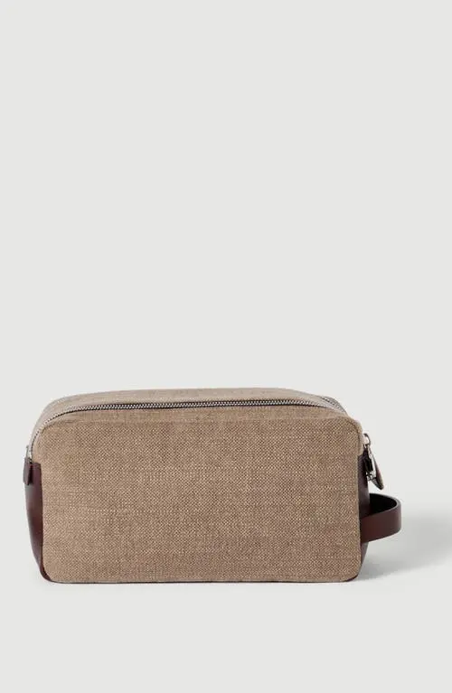Brunello Cucinelli Canvas And Burnished Calfskin Beauty Case - Leather