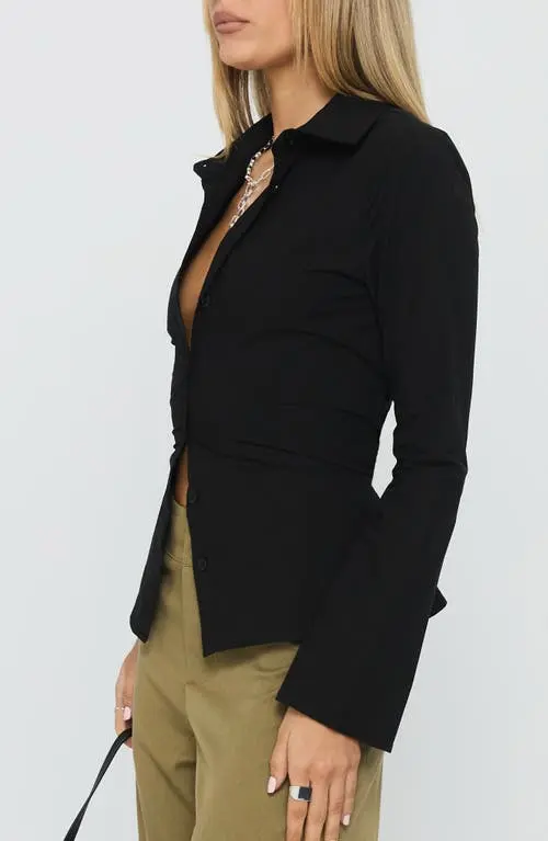 Princess Polly Eryx Tie Back Cotton Button-up Shirt