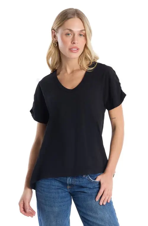 Wilt Deep V-neck Ruched Sleeve Tee