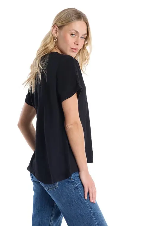 Wilt Deep V-neck Ruched Sleeve Tee