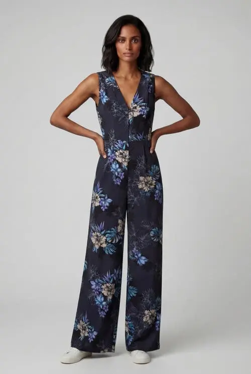 LORDS OF HARLECH Exotic Floral Tailored Jumpsuit - Exotic Floral Black