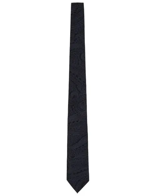 LORDS OF HARLECH Crochet Paisley Printed Tie - Crochet Paisley Caviar