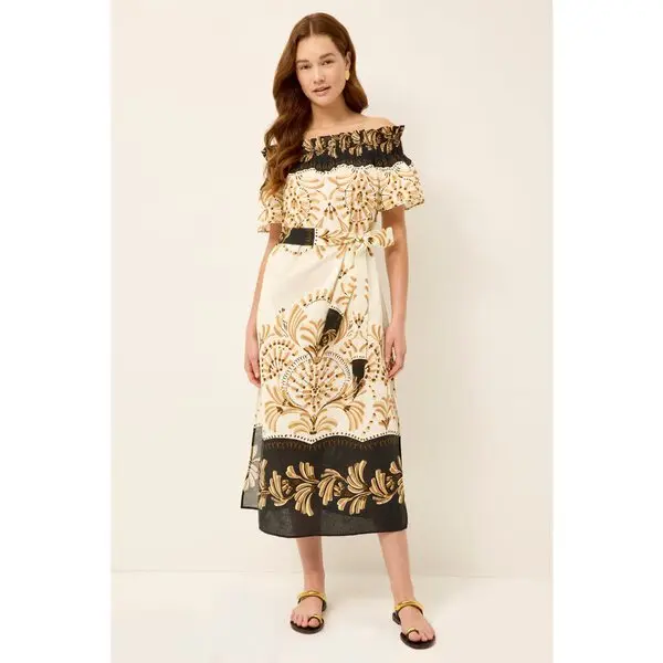 MARIE OLIVER Lola Off-the-shoulder Printed Linen-cotton Dress - Fleuron