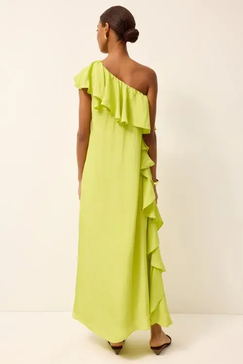 MARIE OLIVER Mora One-shoulder Ruffled Midi Dress