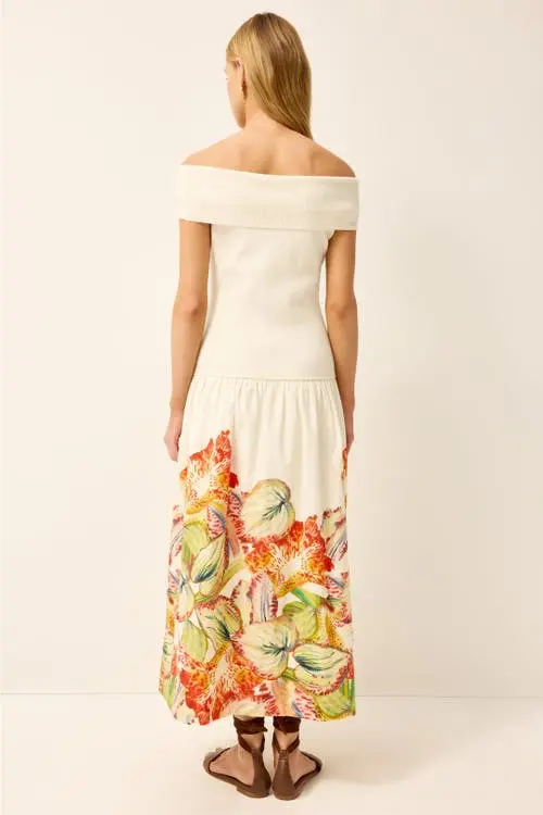 MARIE OLIVER Daniella Off-the-shoulder Mixed Media Maxi Dress With Floral Print