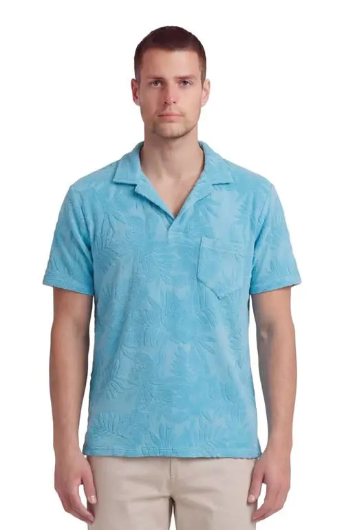 LORDS OF HARLECH Farm Floral Towel Polo Shirt - Teal