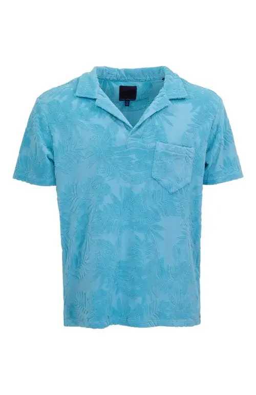 LORDS OF HARLECH Farm Floral Towel Polo Shirt - Teal