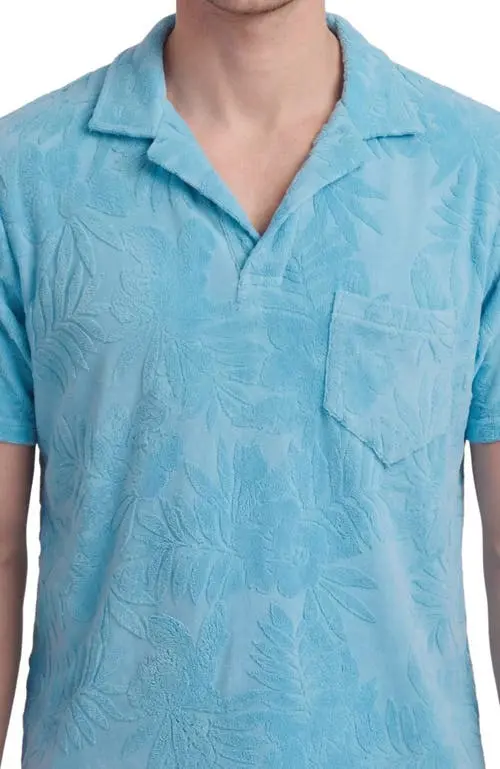 LORDS OF HARLECH Farm Floral Towel Polo Shirt - Teal