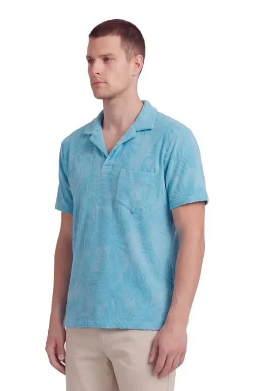 LORDS OF HARLECH Farm Floral Towel Polo Shirt - Teal