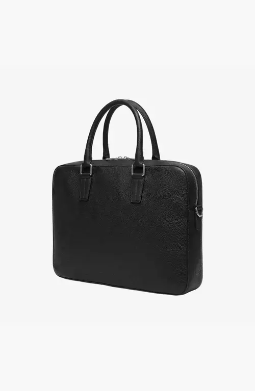 TUSK Chet Slim Briefcase In Italian Pebble Grain Leather