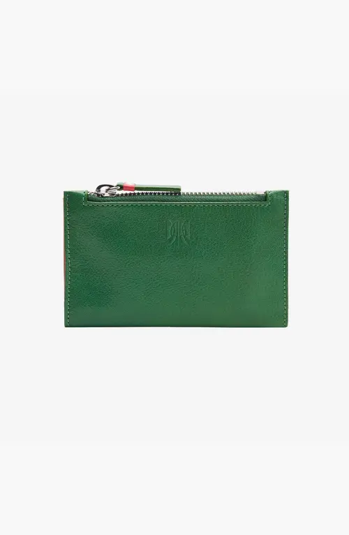 TUSK Siam Slim Card Case With Zip Coin Pocket - Teal/geranium