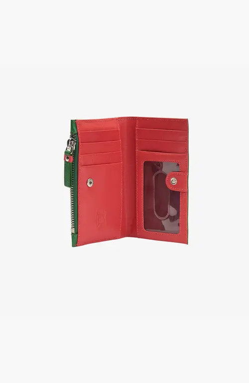 TUSK Siam Slim Card Case With Zip Coin Pocket - Teal/geranium