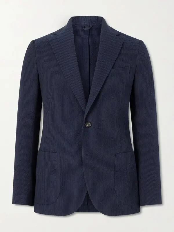 DE PETRILLO Cotton-seersucker Suit Jacket