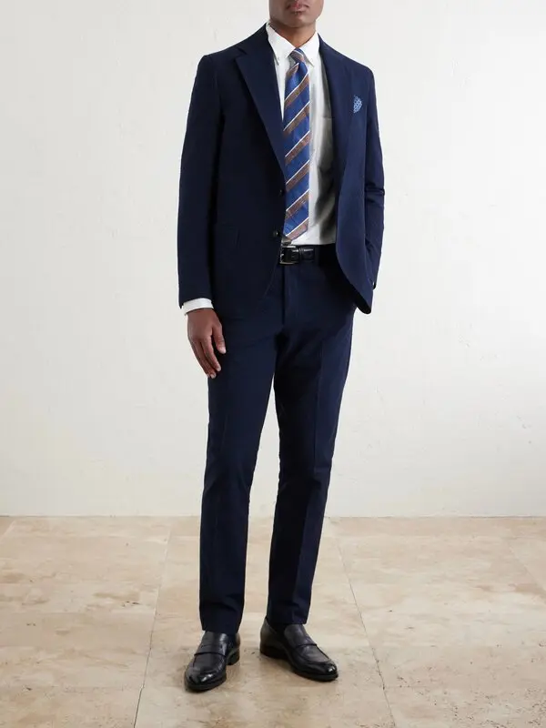 DE PETRILLO Cotton-seersucker Suit Jacket