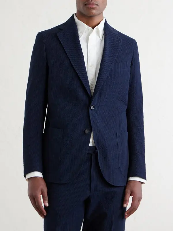 DE PETRILLO Cotton-seersucker Suit Jacket