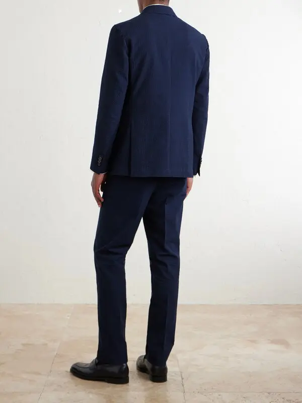 DE PETRILLO Cotton-seersucker Suit Jacket