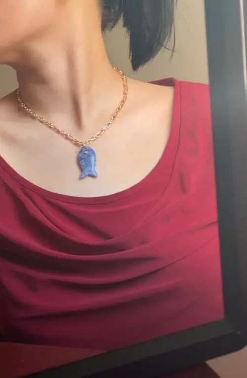 MACRAE & CO. Stone Fish Pendant Necklace - Blue/gold