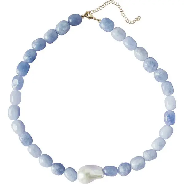 MACRAE & CO. Natalie Necklace With Faux Baroque Pearl And Beaded Stones
