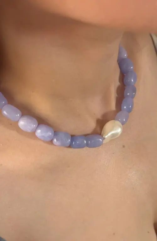 MACRAE & CO. Natalie Necklace With Faux Baroque Pearl And Beaded Stones