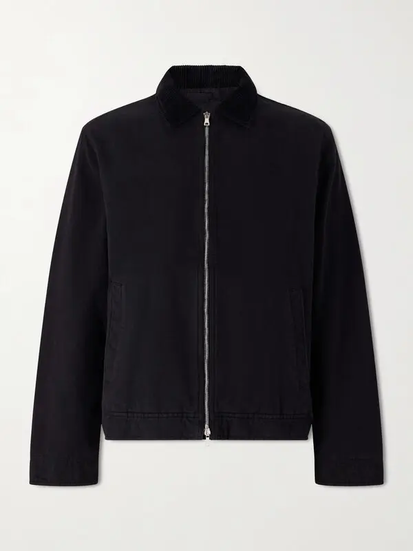 Mr P. Organic Cotton Coach Jacket With Corduroy Trim - Black