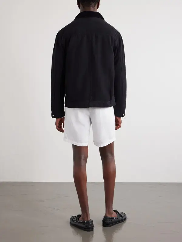 Mr P. Organic Cotton Coach Jacket With Corduroy Trim - Black