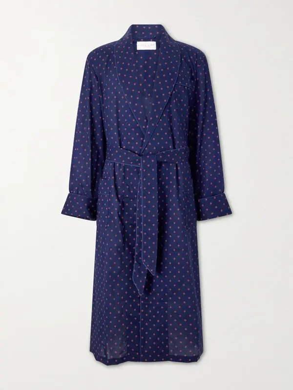 Derek Rose Nelson 109 Printed Cotton Robe - Blue
