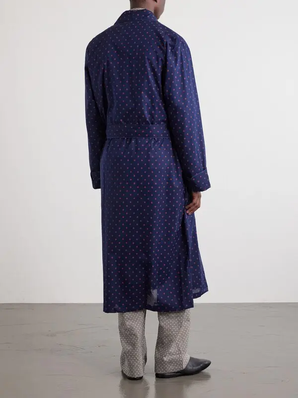 Derek Rose Nelson 109 Printed Cotton Robe - Blue