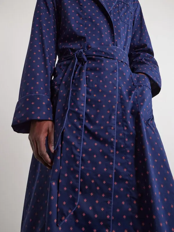 Derek Rose Nelson 109 Printed Cotton Robe - Blue