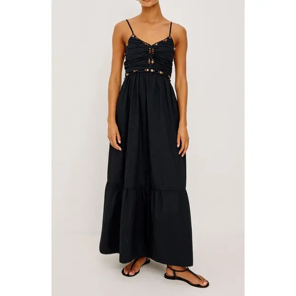 Rails Ivana Polished Stone Detail Cotton Maxi Dress