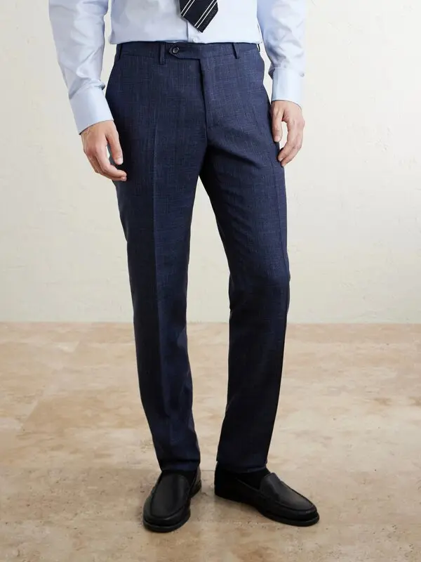 Canali Travel Straight-leg Wool, Silk And Linen-blend Suit Trousers - Blue