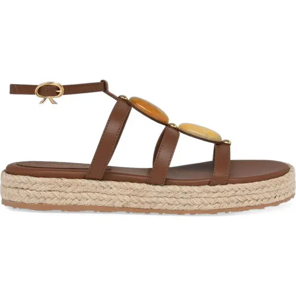 GIANVITO ROSSI Alicudi Espadrille Sandals With Buckle Detail - Brown Calf Leather