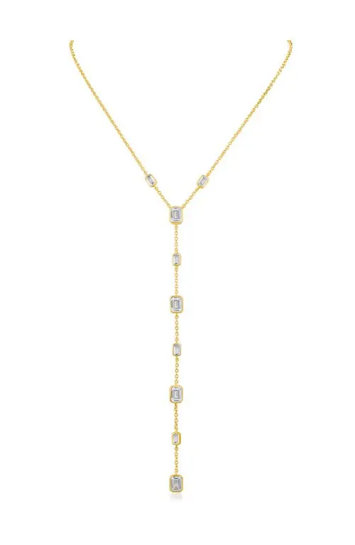 CZ BY KENNETH JAY LANE Emerald Cut Cubic Zirconia Station Y-necklace - Gold Plated