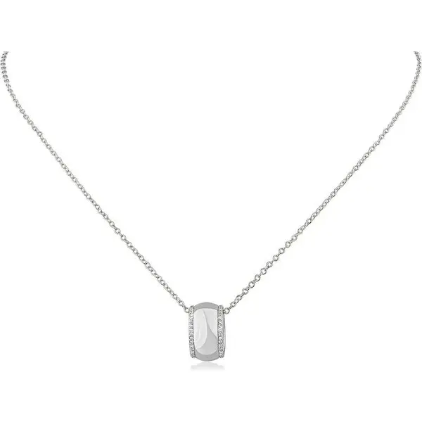 CZ BY KENNETH JAY LANE Pavé Cubic Zirconia Eternity Ring Pendant Necklace - Rhodium Plated